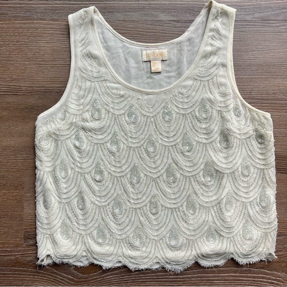 Lucy & Laurel | Tops | Lucy Laurel Beaded Cream Vintage 2s Style Tank ...